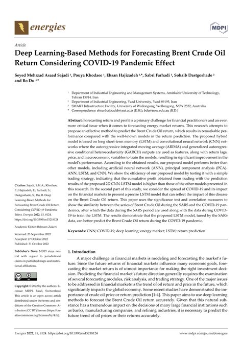 Pdf Deep Learning Based Methods For Forecasting Brent Crude Oil