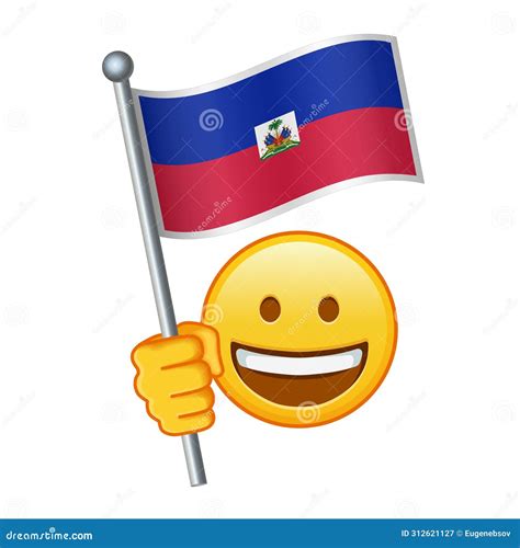 Emoji With Haiti Flag Large Size Of Yellow Emoji Smile Stock Vector