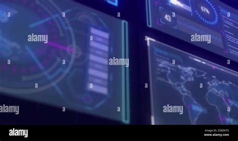 Digital Interface With Futuristic Data Processing Image Over Various