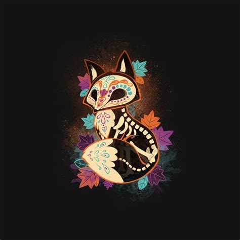 Skeleton Fox Mens Basic Tee Ricolaa By Teefury Original Art Art Fox Art