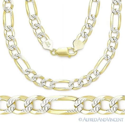 Italian Made 68mm Figaro Link Necklace In 925 Sterling Silver With