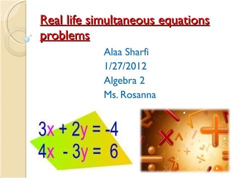 Simultaneous Equation Poster Ppt