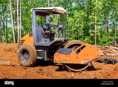 Grader Construction Grader Industrial A Motor Grader Of The Process Of Leveling For New Building