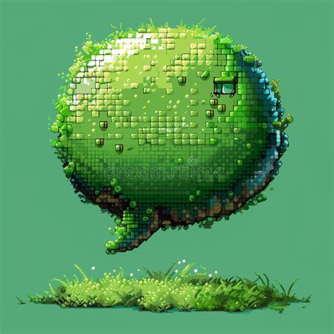 Lush Green Pixel Art Bubble Floating Above Vibrant Grass Stock Illustration Illustration Of