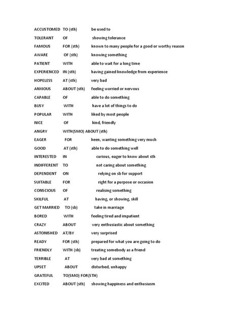 Adjectivepreposition 2 Pdf Feeling