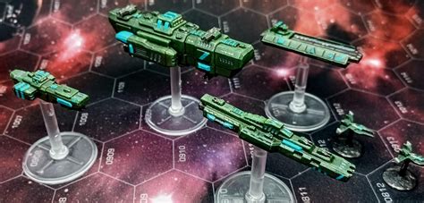 Two Squadrons Of Spaceships Maneuvering Against One Another Plus A