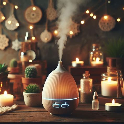 Aroma Oil Diffuser Lamp Blurred Background Premium Ai Generated Image