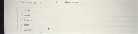 Solved The Cervical Region Isto The Cephalic