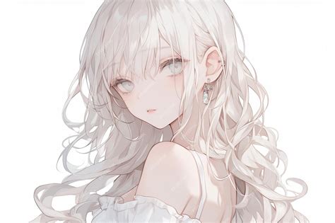 Premium Photo Beautiful Anime Girl With Pale Gray Color Hair On White