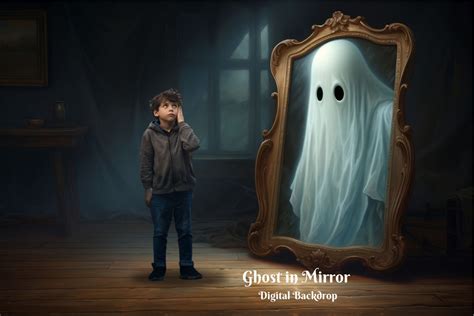 Ghost In Mirror Digital Backdrop Spooky Halloween Digital Background Ghost In A Haunted House
