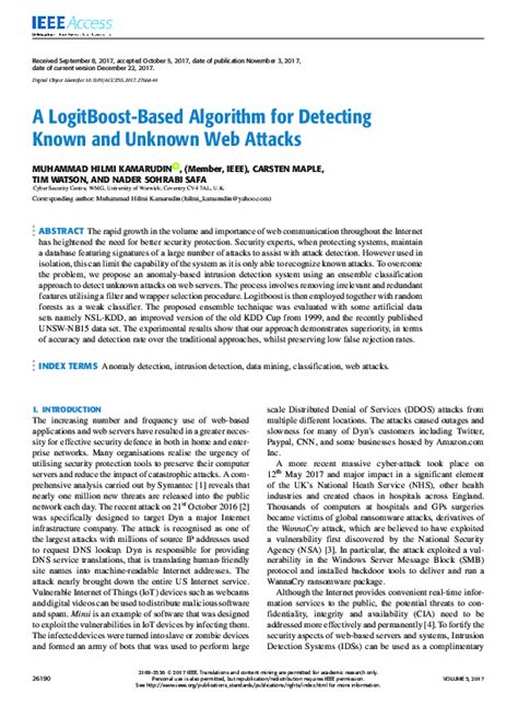 Pdf A Logitboost Based Algorithm For Detecting Known And Unknown Web Attacks