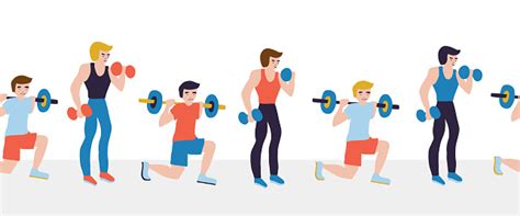 남자 역도 아령 피트 니스 스포츠 원활한 벡터 테두리 체육관 교실 스포츠 이벤트 전단지 피트니스 스튜디오 광고 포스터 카드용 손으로 그린 일러스트레이션 건강한 생활방식에