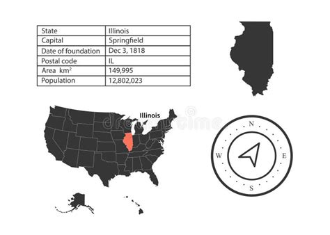 Illinois Us State Vector Map Isolated On White Background High