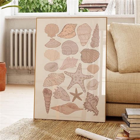 Seashell Art Prints Trendy Coastal Wall Art Coastal Cowgirl Beachy