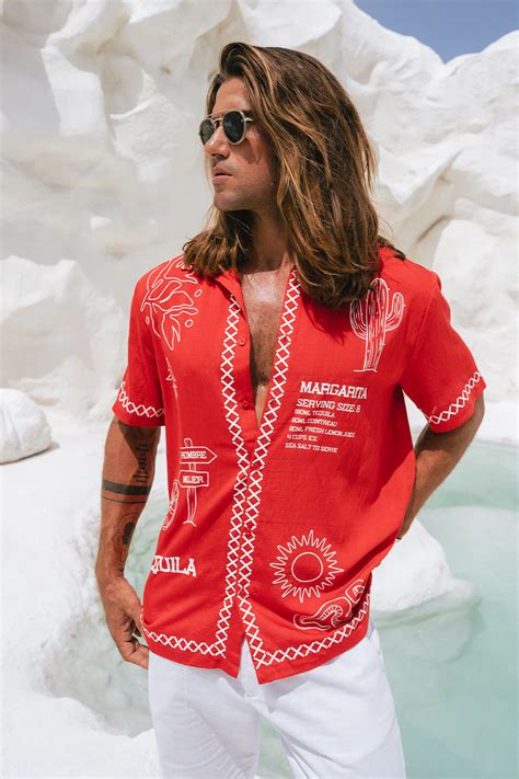Diego Short Sleeve Shirt Red Runaway The Label Australia