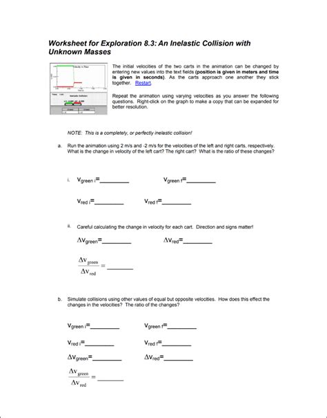 Collision Worksheet Answers Collision Analysis And Momentum Problems