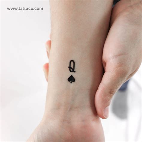 Queen Of Spades Temporary Tattoo Set Of 3 Tatteco