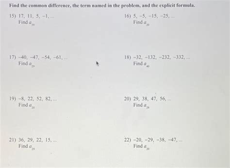 Solved Find The Common Difference The Term Named In The