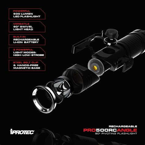 Buy Iprotec Pro500rcangle 500 Lumen 90 Degree Pivoting Flashlight Usb Rechargeable Angled