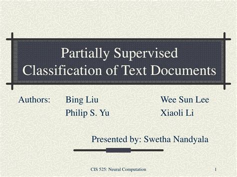Ppt Optimizing Partially Supervised Text Document Classification