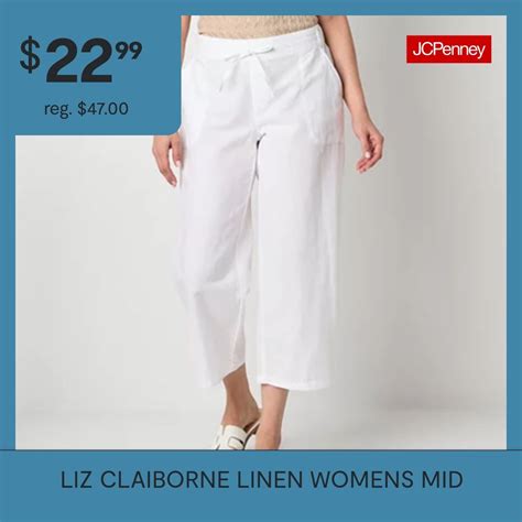 Liz Claiborne Linen Womens Mid Rise Wide Leg Pull On Pants Jcpenney Pull On Pants Liz