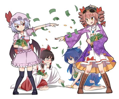 Hakurei Reimu Remilia Scarlet Yorigami Shion And Yorigami Joon
