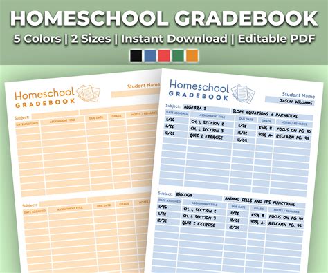 Homeschool Gradebook Printable