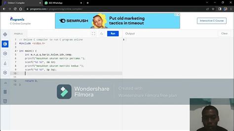 Perkalian Matriks Menggunakan Bahasa C Youtube
