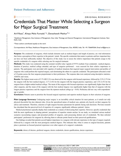 Pdf Credentials That Matter While Selecting A Surgeon For Major