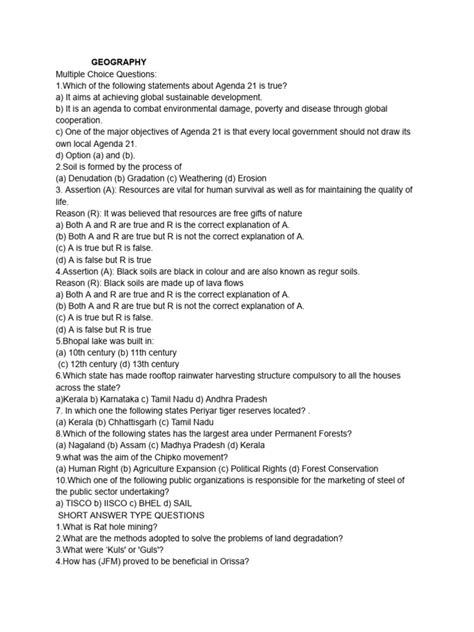 Vacation Homework Sst Pdf Natural Environment