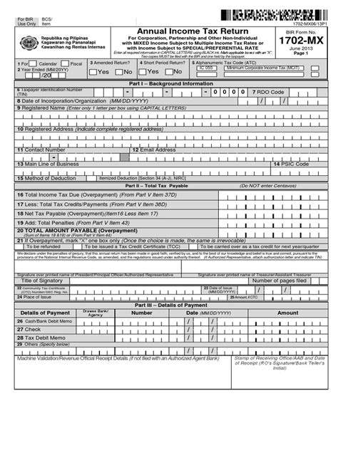 82202bir Form 1702 Mx Pdf Tax Deduction Cost Of Goods Sold