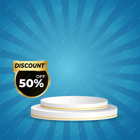 Premium Vector Sunbrust Light Blue Sunshine With Podium And Discount Tag Colorful Vector