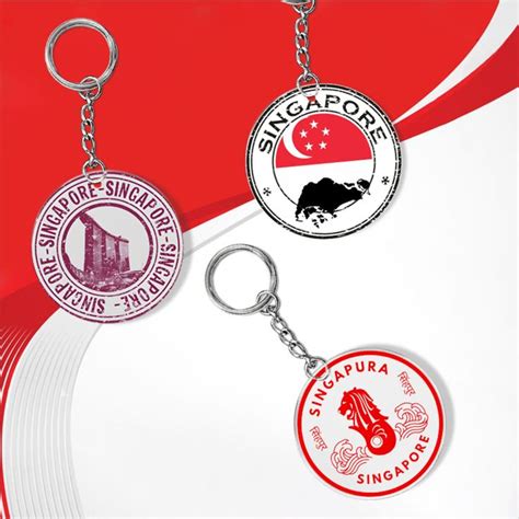 Singapore Merlion Acrylic Keychain Singapore City Print Sg National Day