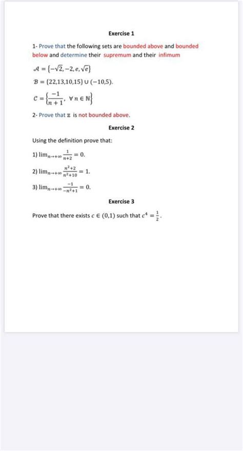 Solved Exercise Prove That The Following Sets Are Chegg