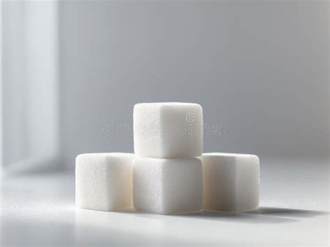 Four White Sugar Cubes Arranged Triangular Formation Are Set Stock