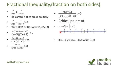Fractional Inequality With Fractions On Both Sides Youtube