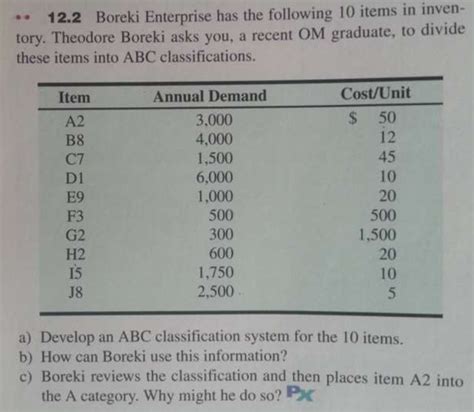 A ﻿develop An Abc Classification System For The 10