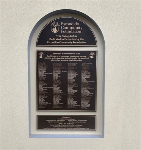 Custom Donor Plaques In Escondido Ca Commemorate At The Giving Arch