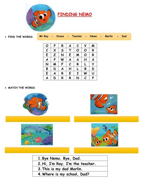 Finding Nemo Worksheet Science