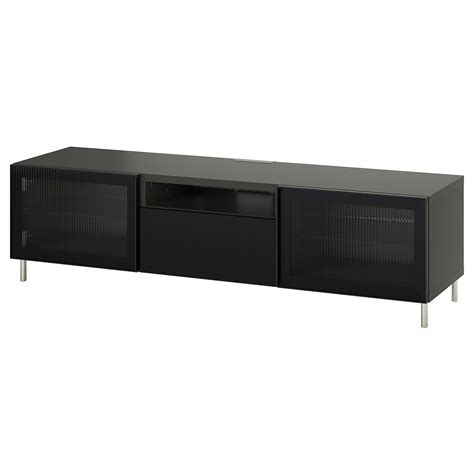 Тумба под ТВ - IKEA BESTÅ/BESTA/БЕСТО ИКЕА, 42х48х180 см, черный за ...