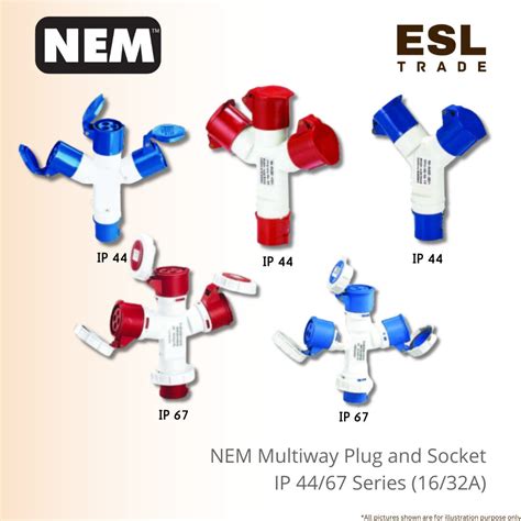 Nem Multiway Plug And Socket Ip Rating Ip44 And Ip67 Excellent Industrial Plug And Socket Esl