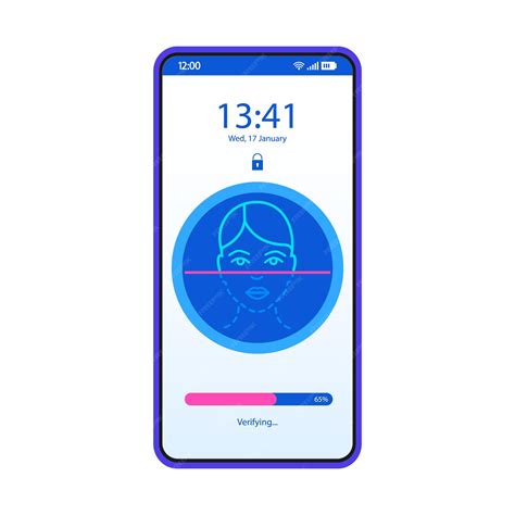 Premium Vector Face Recognition App Smartphone Interface Vector Template Mobile Page Blue