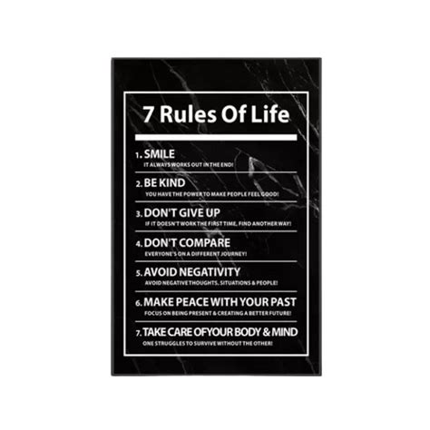 7 Rules Of Life Poster Motivational Quote Poster Inspirational Canvas