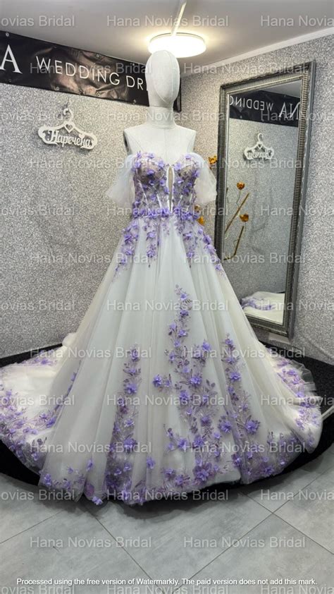 Wrenley Whimsical Lavender 3d Floral Wedding Dress Bridal Gown With