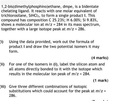 Solved 12 Bisdimethylphosphinoethane Dmpe Is A