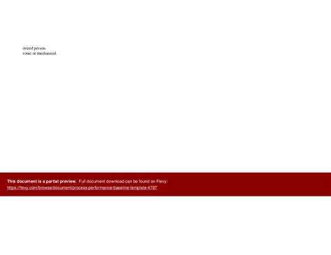 Process Performance Baseline Template Excel Xls