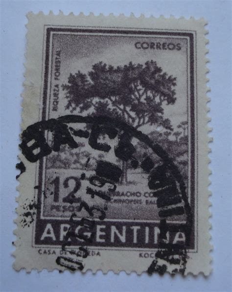 12 Pesos 1962 Red Quebracho Trees Argentina Stamp 52518