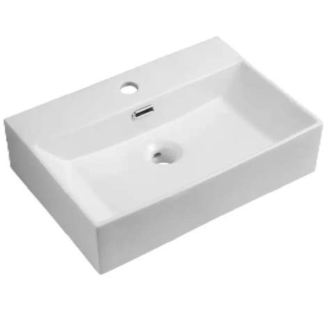 Bathroom Wash Sink Basin Wall Hung Rectangular Ceramic Countertop White