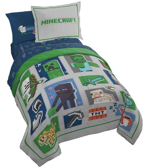 Jay Franco Minecraft 5 Piece Twin Bedding Set Includes Reversible Comforter