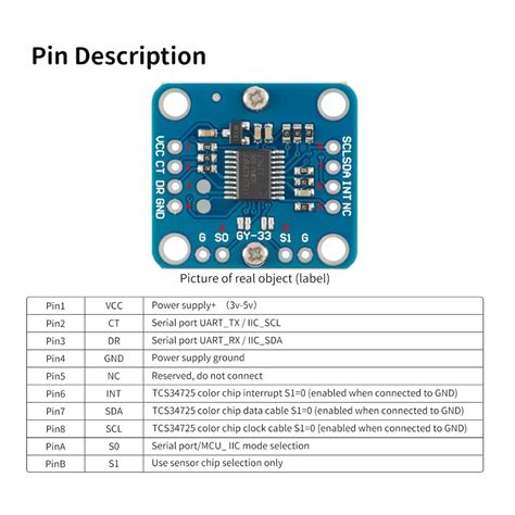 gy 33 tcs34725 rgb light color sensor recognition sensor module